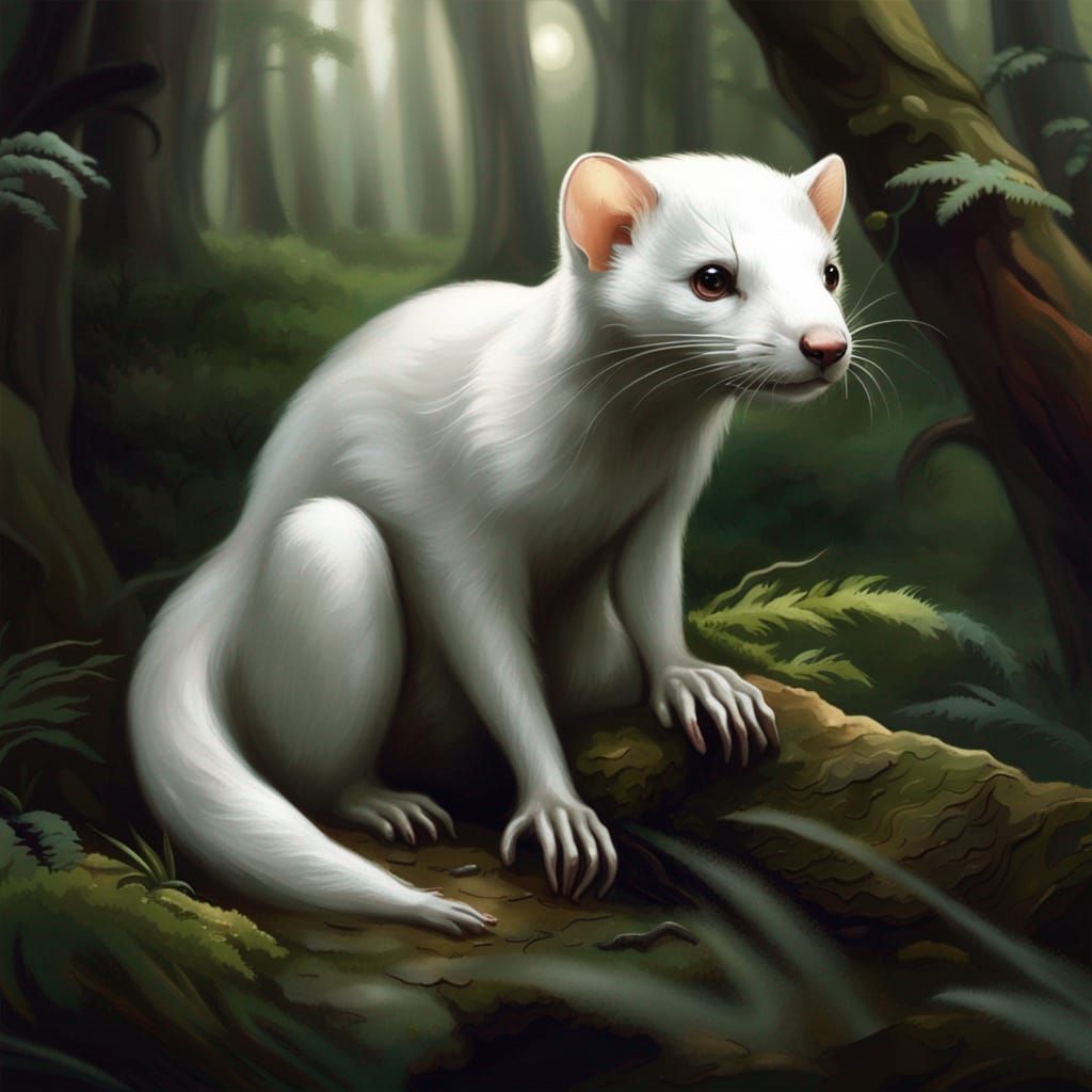 white weasel in forest Eldritch fantasy - AI Generated Artwork ...