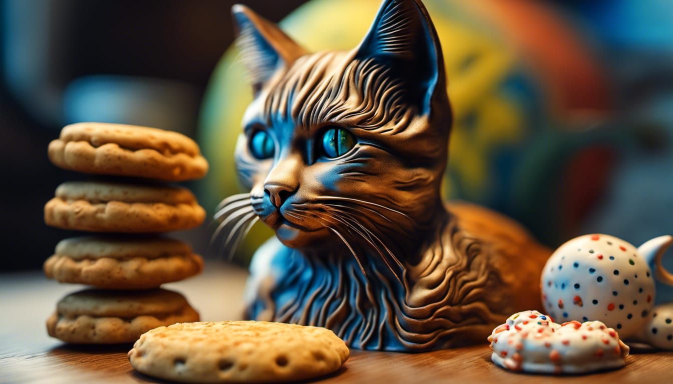 Cat and Biscuit - AI Generated Artwork - NightCafe Creator