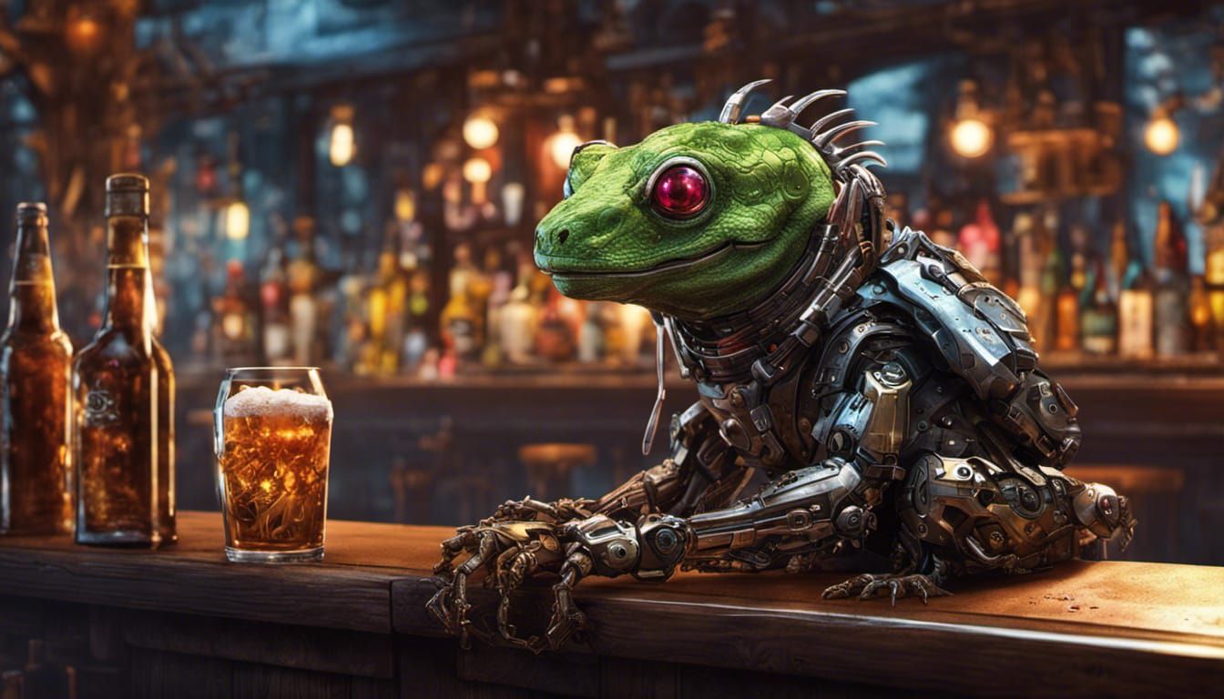 Cyberpunk Lizard chilling in a bar - AI Generated Artwork - NightCafe ...