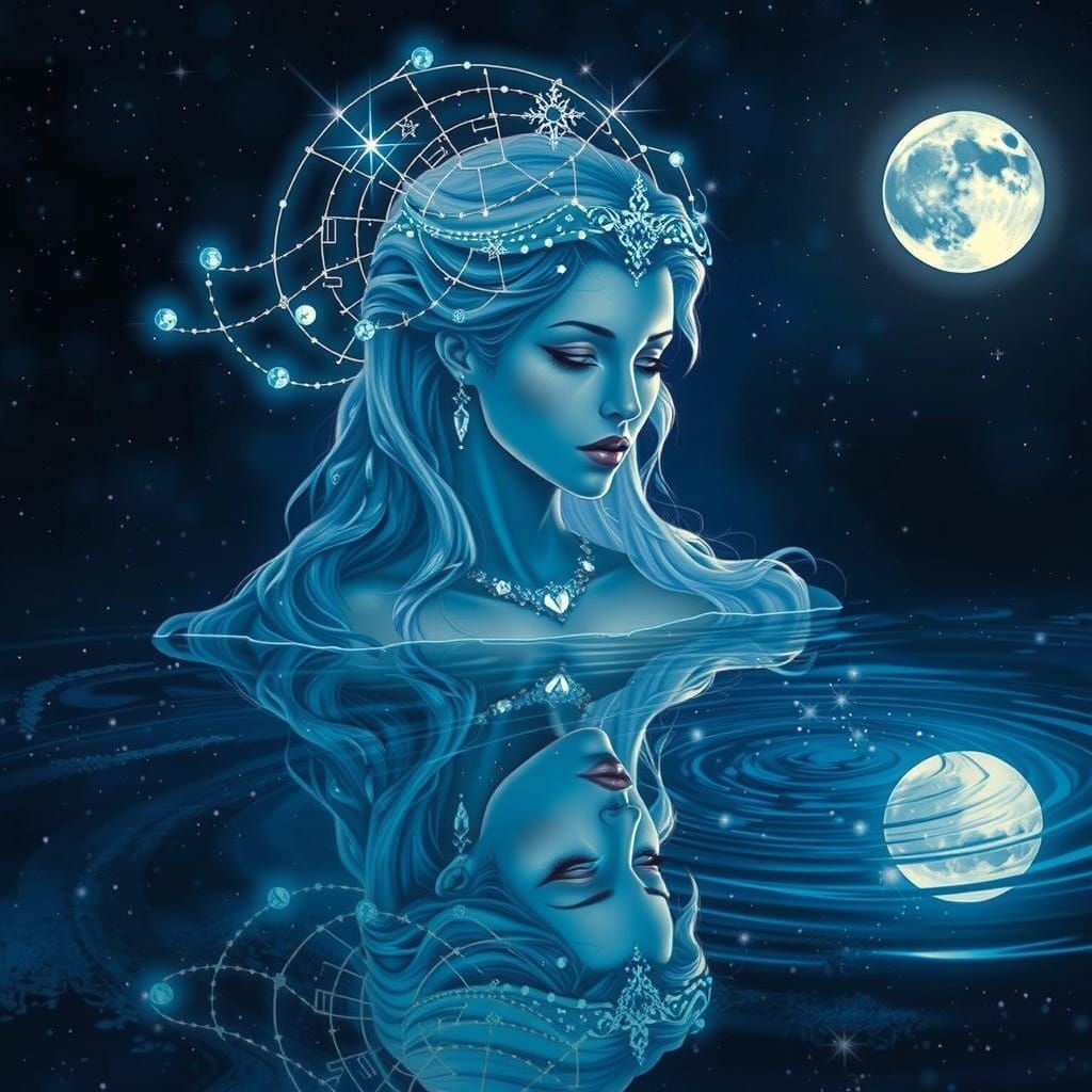 Goddess Lunara in Celestial Serenity, Moonlit Maje... - AI Art