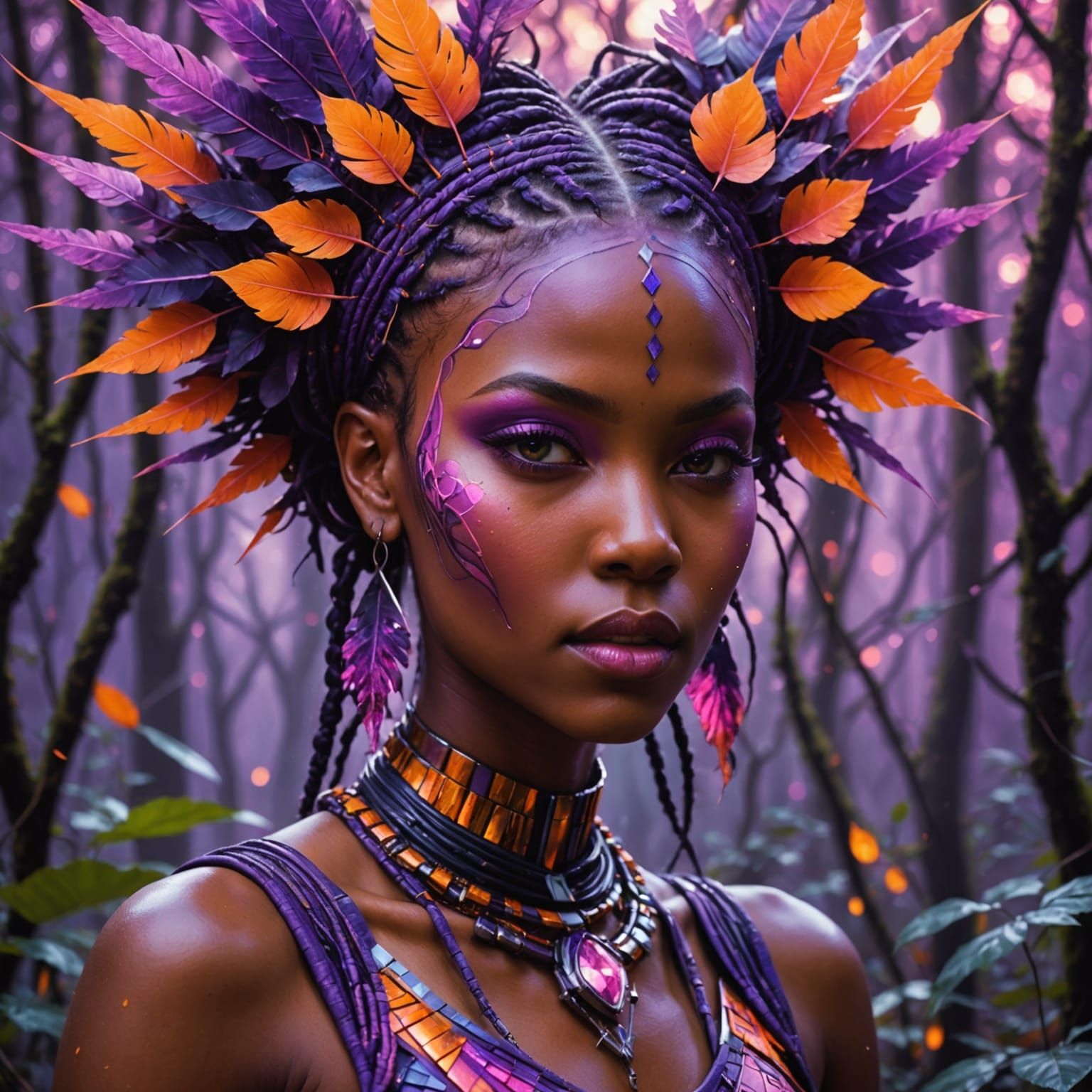 African Pixie Priestess in a Vibrant, Futuristic E... - AI Art