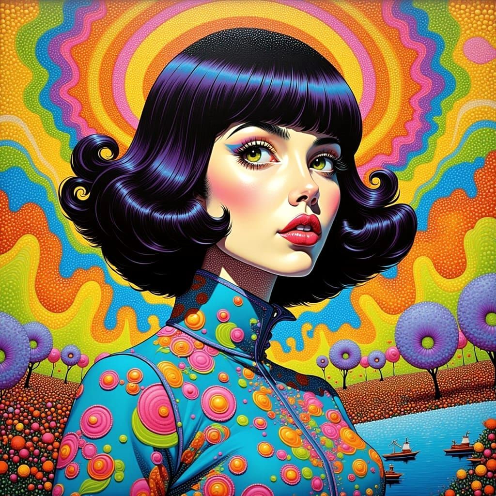 Whimsical Woman in a Kaleidoscope of Colors - AI Art