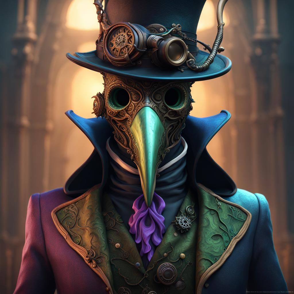 Colourful Plague Doctor - Steampunk Plague Doctor Monster i...