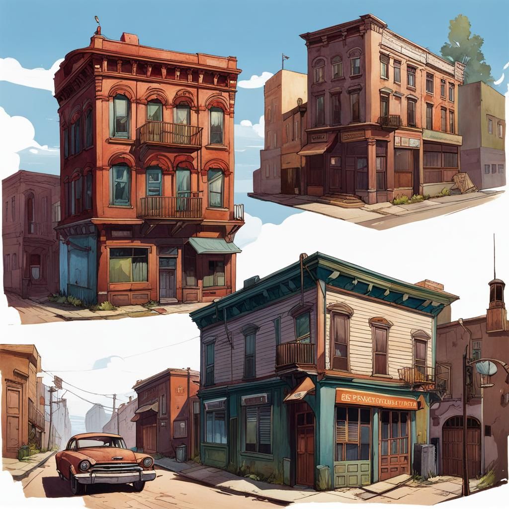 Old run down buildings - AI Generated Artwork - NightCafe Creator
