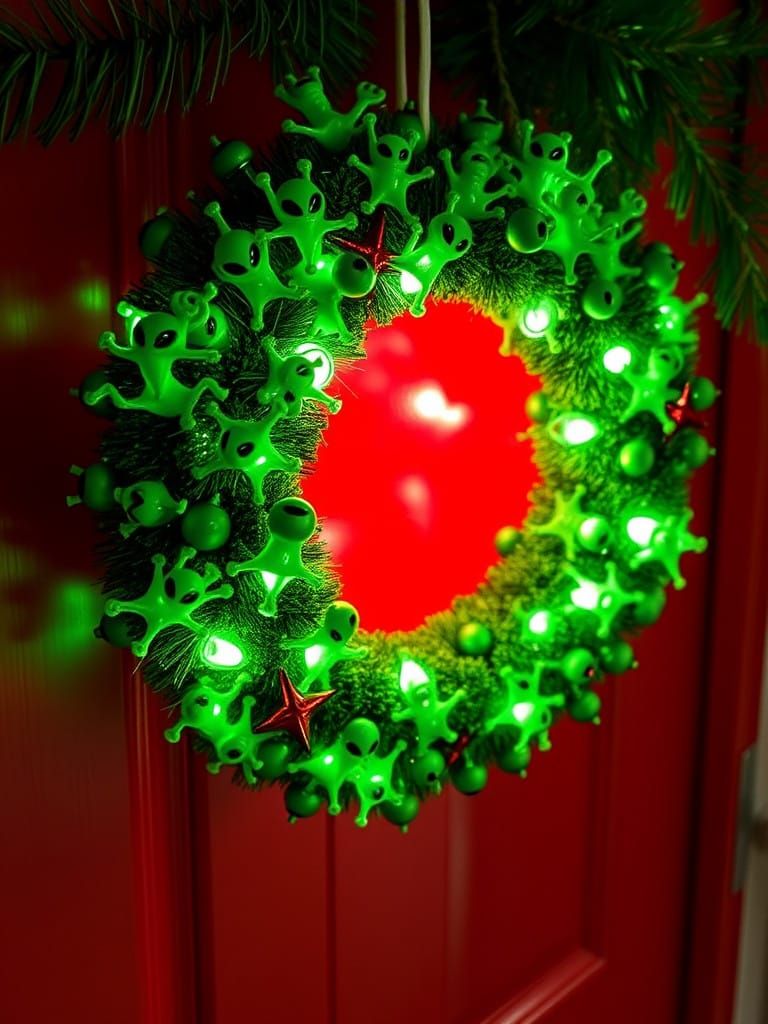 Ethereal Christmas Wreath in Futuristic Style - AI Art