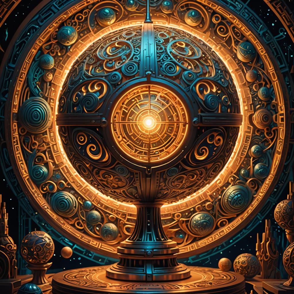 Futuristic Levitating Lamp with Cosmic Carvings - AI Art