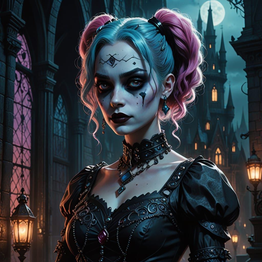 Gotham city Harley Quinn - Gothic Harley Quinn in Whimsical...