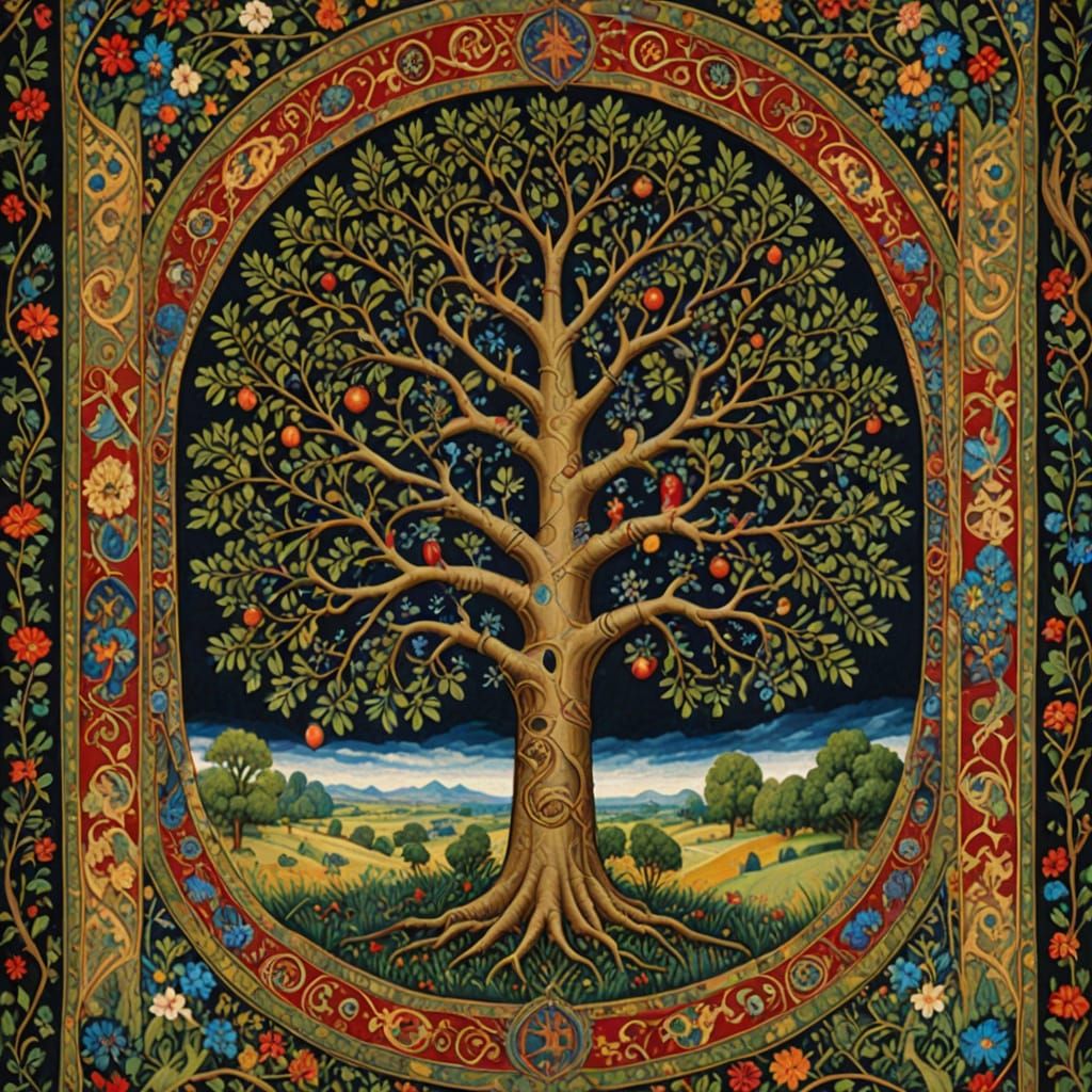 Tree of life medieval tapestry - Tree of life medieval tape...