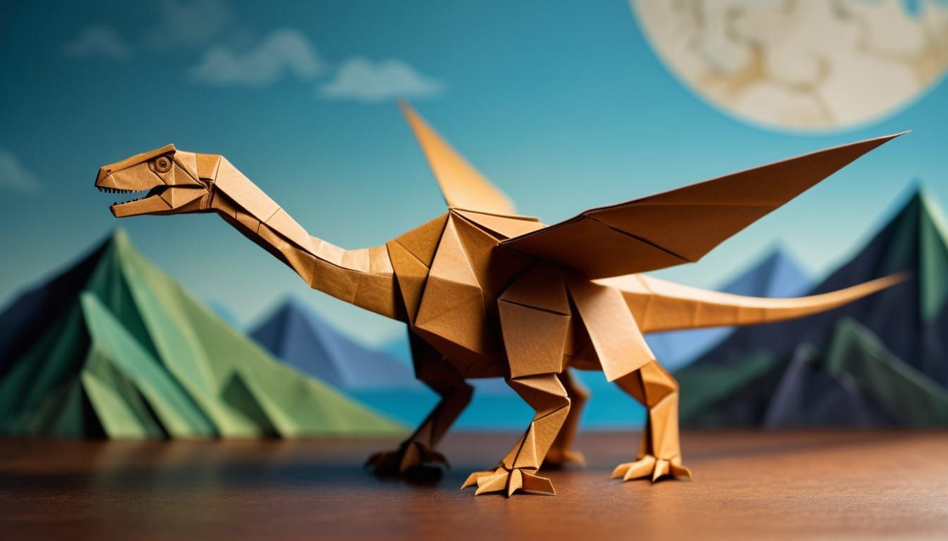 steampunk Origami flying dinosaur paper folds papercraft, made of paper ...