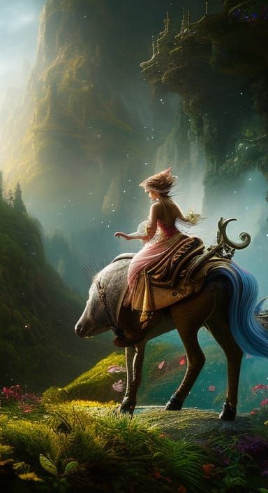 Fairy riding a snail - AI Generated Artwork - NightCafe Creator