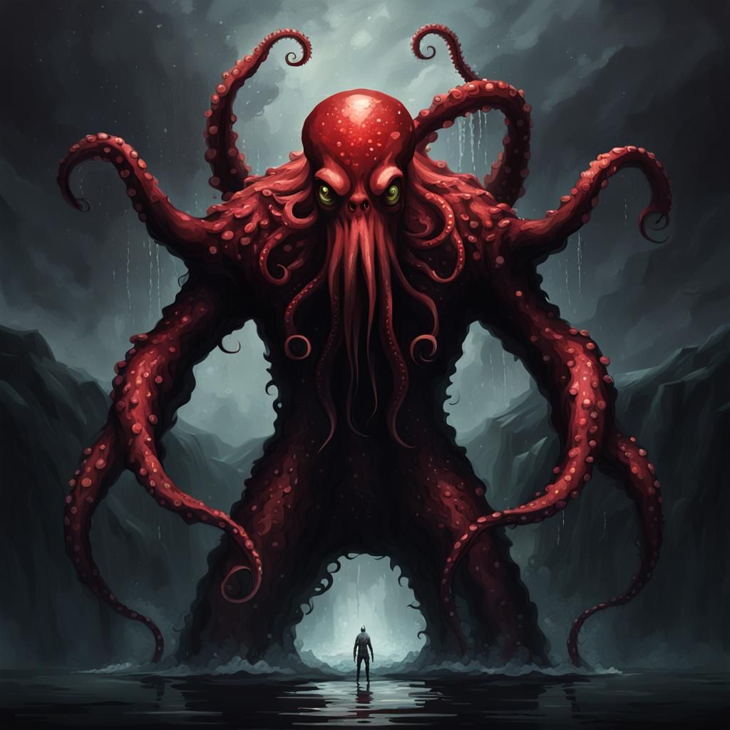 Red humanoid octopus - AI Generated Artwork - NightCafe Creator