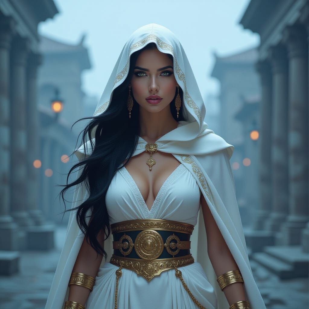 Ancient white and gold 1 - Goddess Glitch in Digital Roman W...