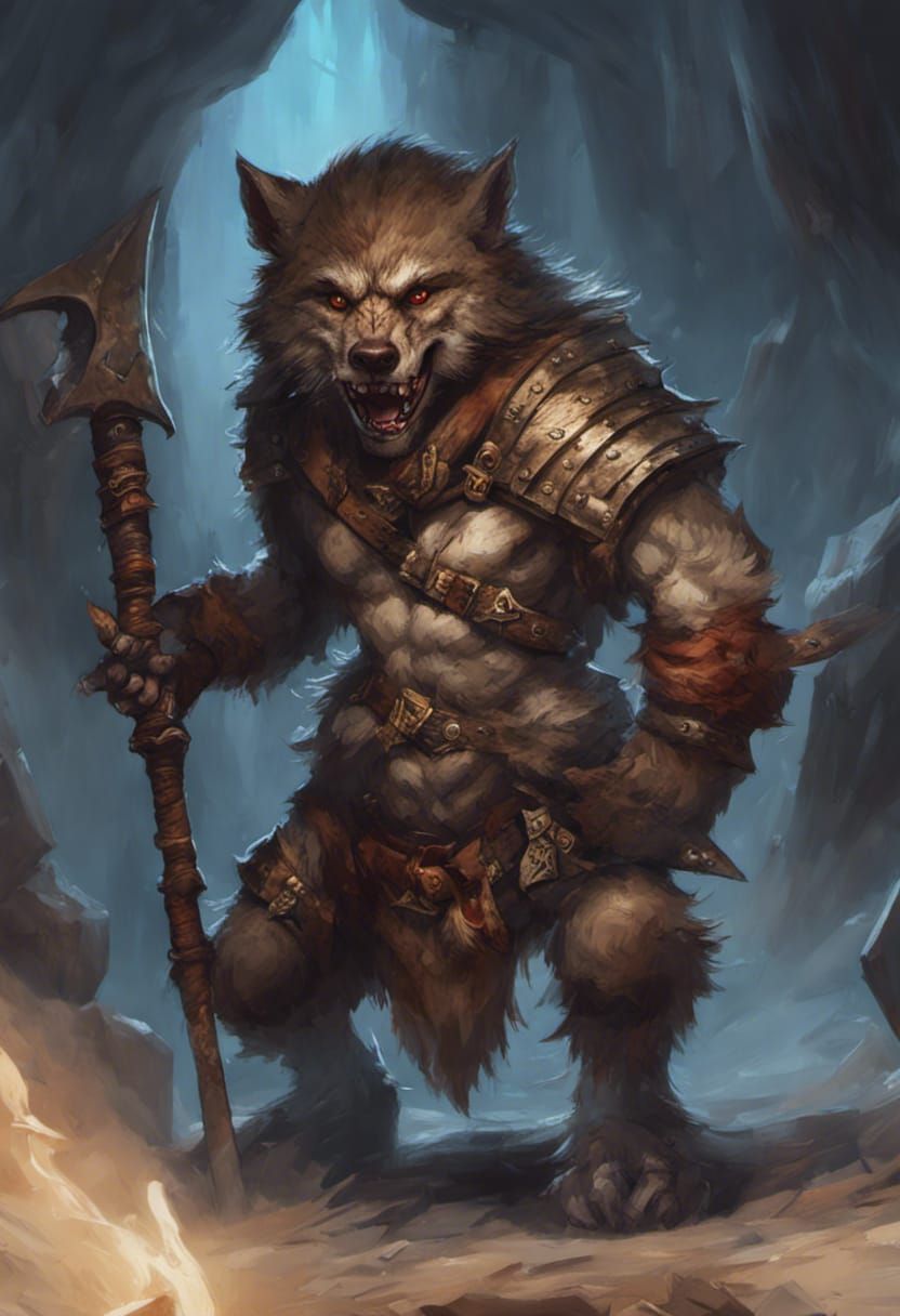 Gnoll 4 of 5 - Gnoll Warrior Portrait with Sword