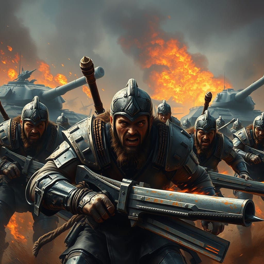 Fiercely Determined Warriors Clash in Epic Battle ... - AI Art