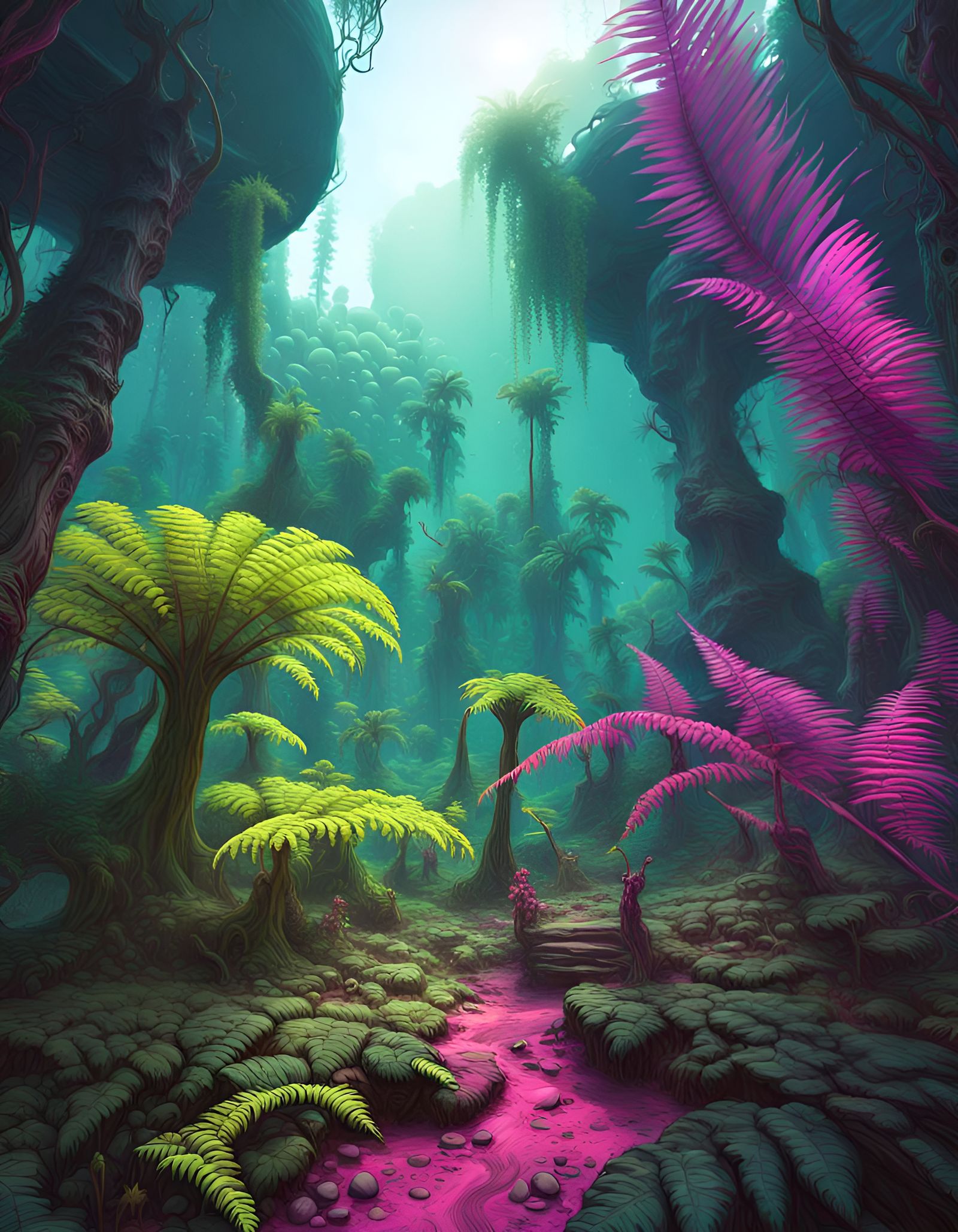 Alien Fern Jungle - AI Generated Artwork - NightCafe Creator