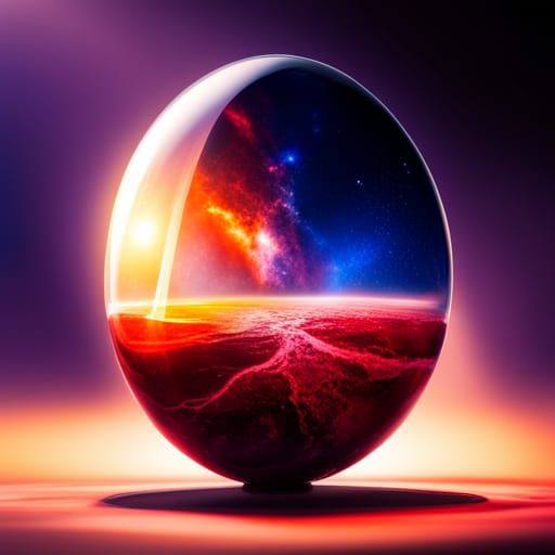 The Cosmic egg, Where the fires of creation meet the calm of life. - AI ...
