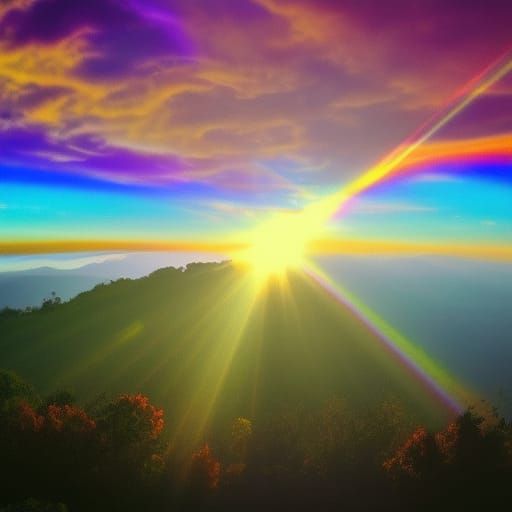 A godly creation scene with prism rays - AI Generated Artwork ...