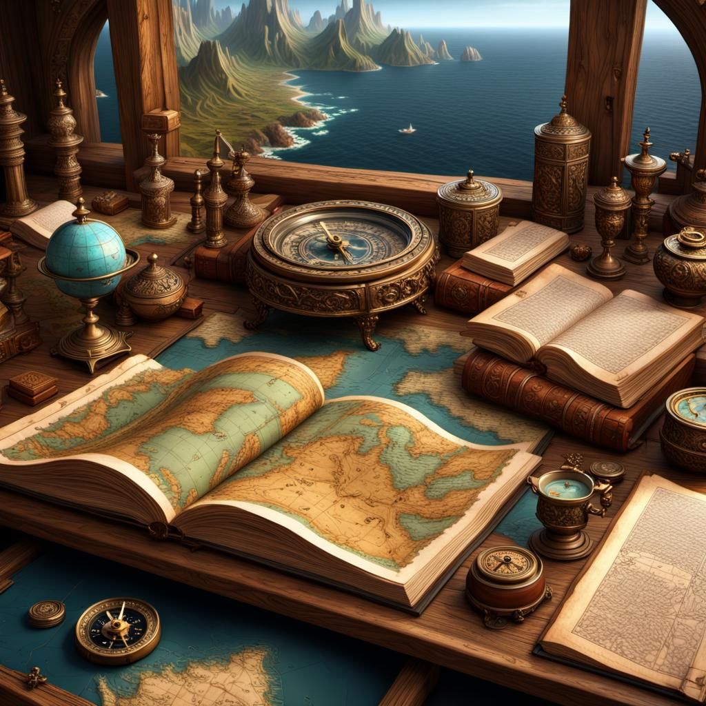 The Cartographer's study - AI Generated Artwork - NightCafe Creator