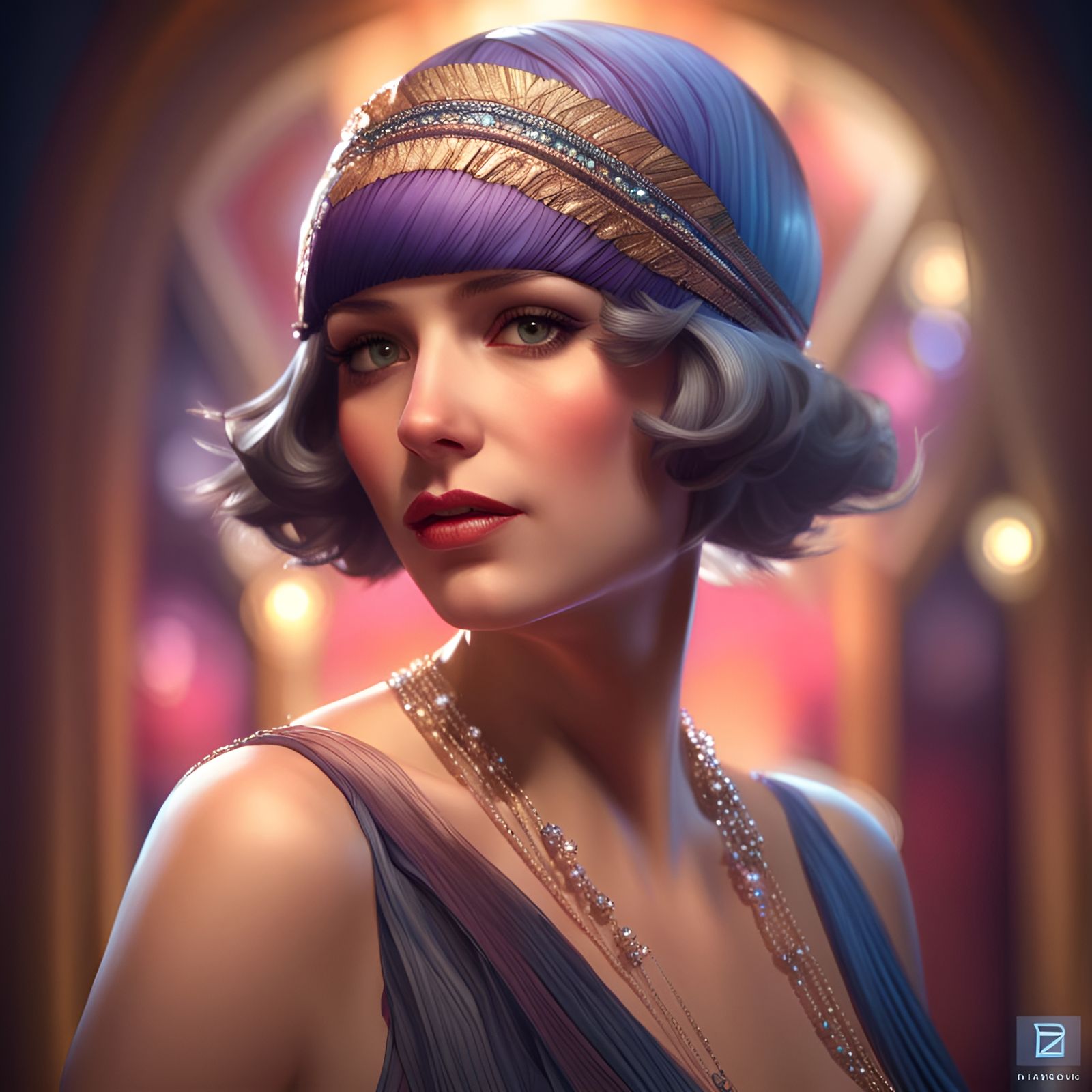 1920 Flapper Dancing head and shoulders portrait, 8k resolution concept ...