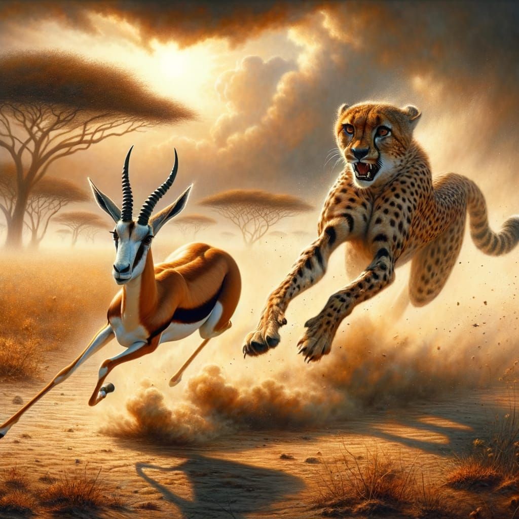 The Final Stretch - Dramatic Oil Painting of Springbok vs Ch...