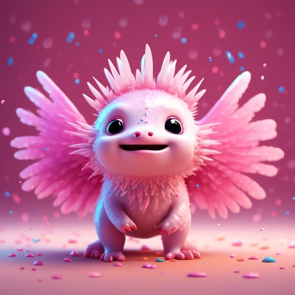 Cute Axolotl with pink feathered wings_HD_Cute_Pink_Acolotl_Day - AI ...