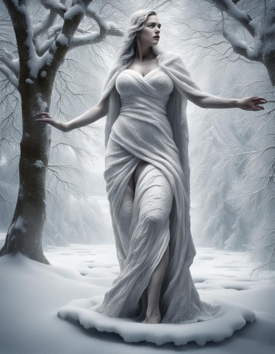 Woman in a snow dress - AI Generated Artwork - NightCafe Creator