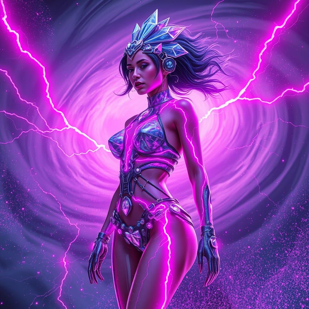 She the Electric - Futuristic Queen in Diamond Microkini wi...
