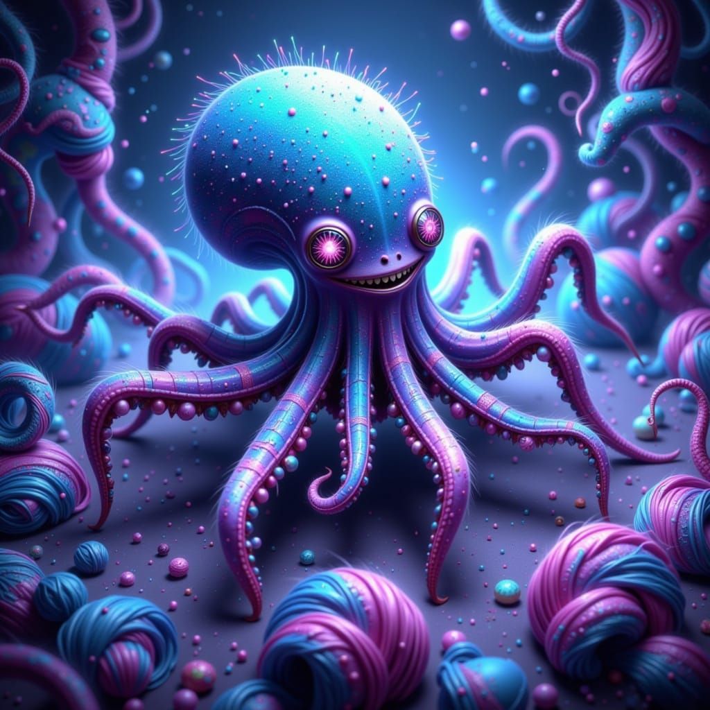 Ethereal Octo-Spider Hybrid in Vibrant, Iridescent... - AI Art