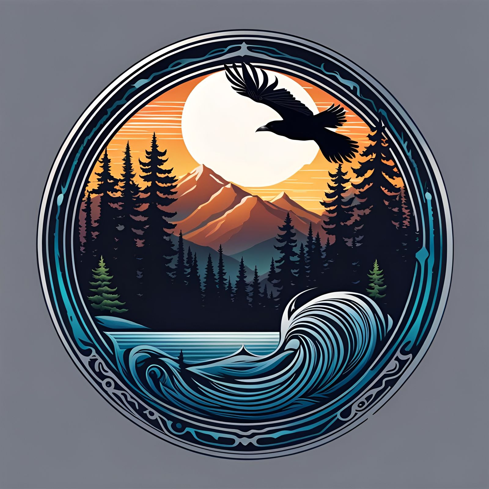 A distinctive full color logo that blends elements of PNW nature ...