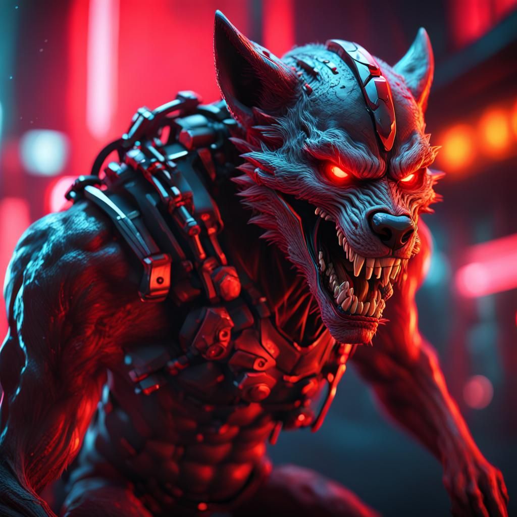 Cyber-werewolf - AI Generated Artwork - NightCafe Creator