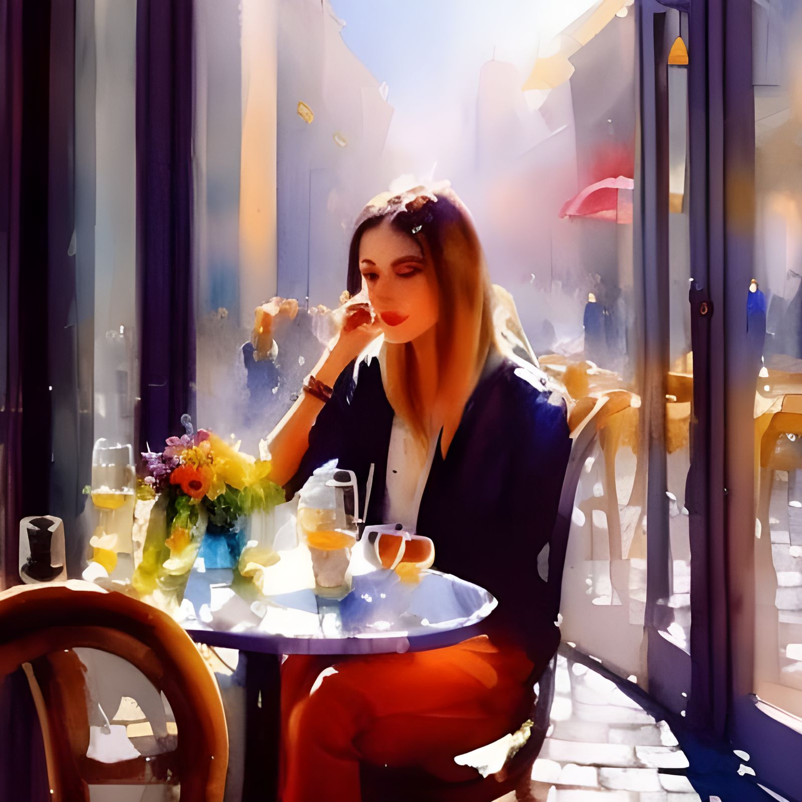 Girl in Café - AI Generated Artwork - NightCafe Creator