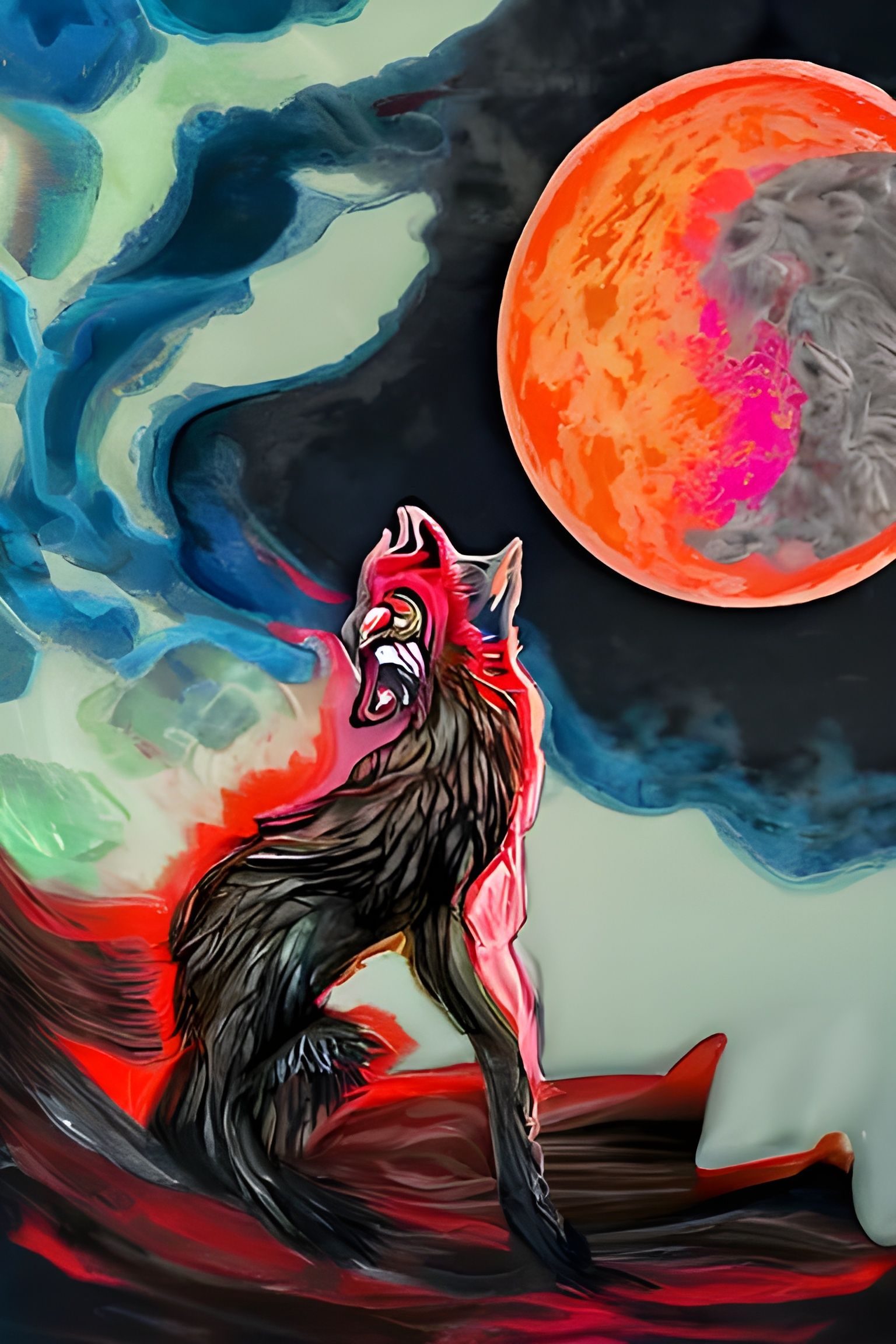 Transformation during Blood Moon - AI Generated Artwork - NightCafe Creator