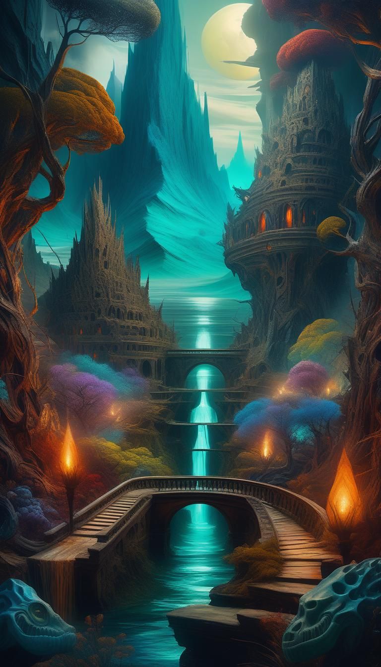 Landscape detailed matte painting dynamic lighting hyperdetailed cool ...