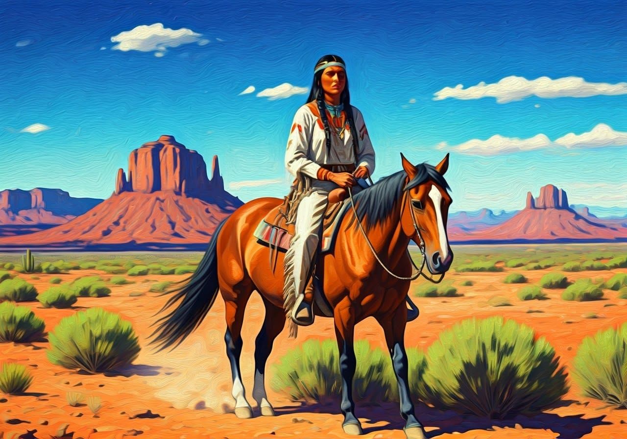 "A Painted Desert" - Elegant Apache Rider in Arizona Desert ...