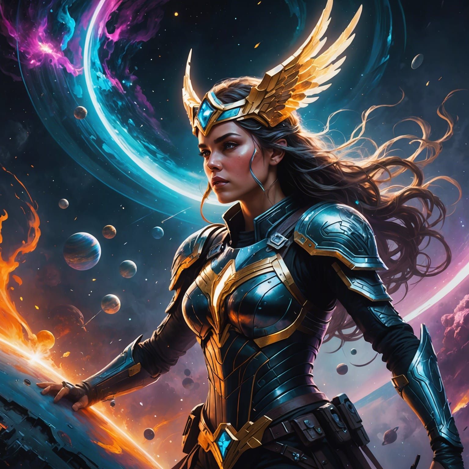 Cosmic Valkyrie - AI Generated Artwork - NightCafe Creator