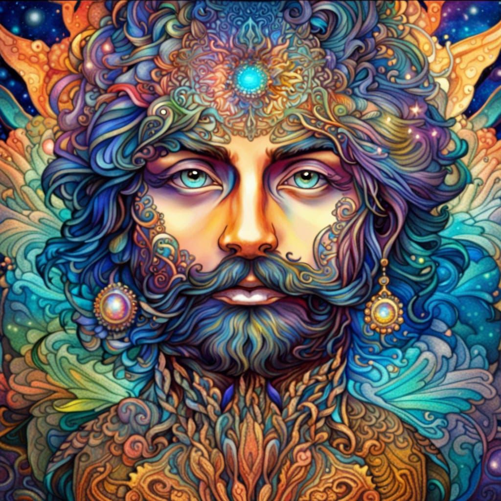 portrait of a mystical creature with a mesmerizing look, intricately ...