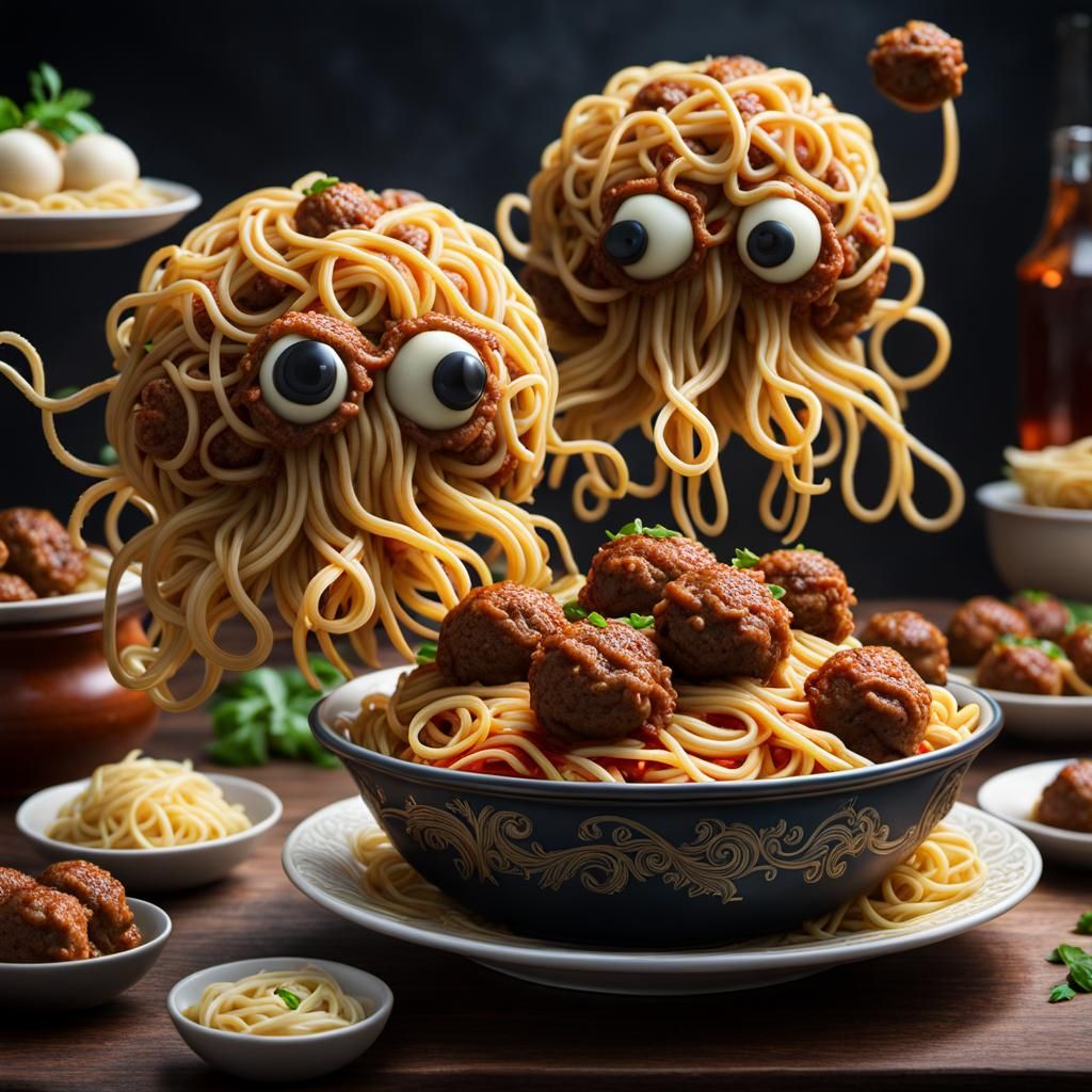 Flying Spaghetti Monsters - AI Generated Artwork - NightCafe Creator