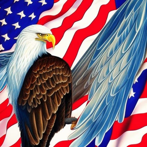 One Bald Eagle and One Peacock - AI Generated Artwork - NightCafe Creator