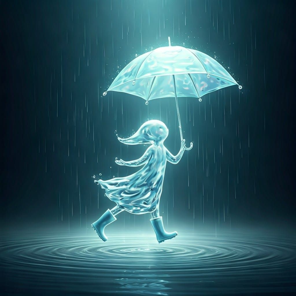 Ethereal, luminous beings, composed of delicate, rippling water ...