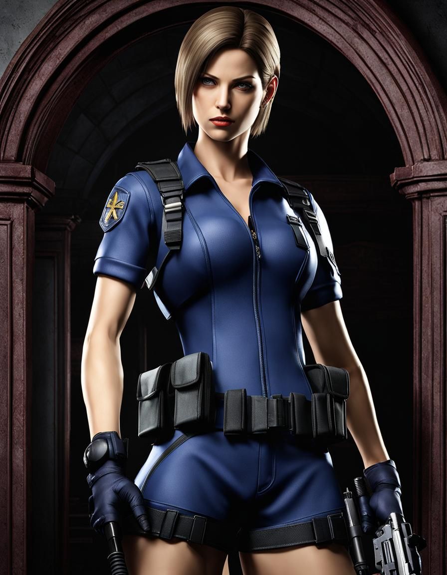 "A captivating image of Jill Valentine in her iconic classic Resident Evil attire. Ensure to ...