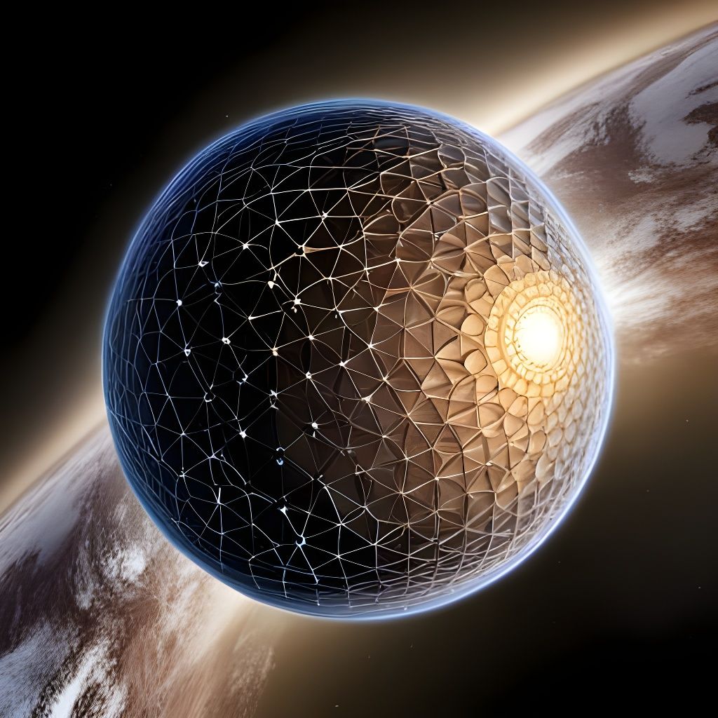 A dyson sphere above a new world - AI Generated Artwork - NightCafe Creator
