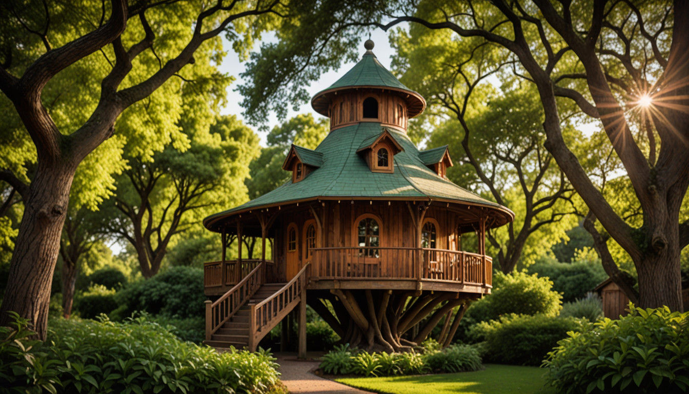 roundhouse - Whimsical Treehouse in Lush Backyard