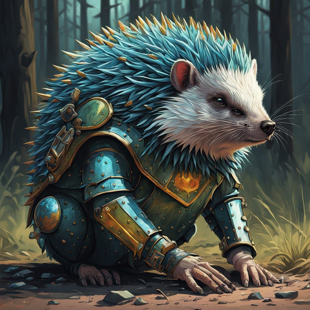 Chernobyl Hedgehog - Medieval Hedgehog Warrior on Giant Frog...