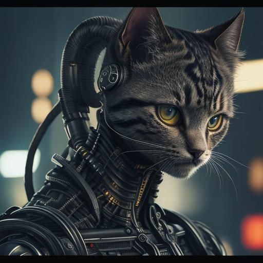 Cyborg cat - AI Generated Artwork - NightCafe Creator