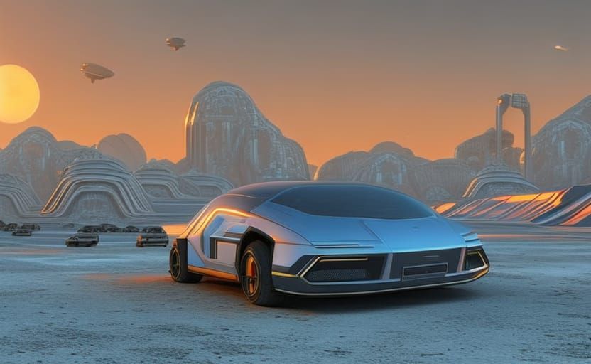driver vehicle on alien planet city hyperdetailed cool colors ...