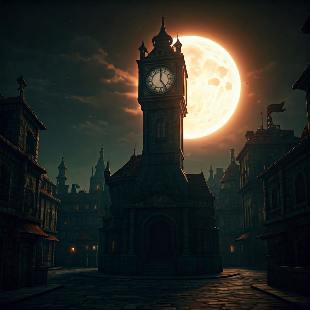 Ominous Clock Tower: Final Countdown to Catastroph... - AI Art