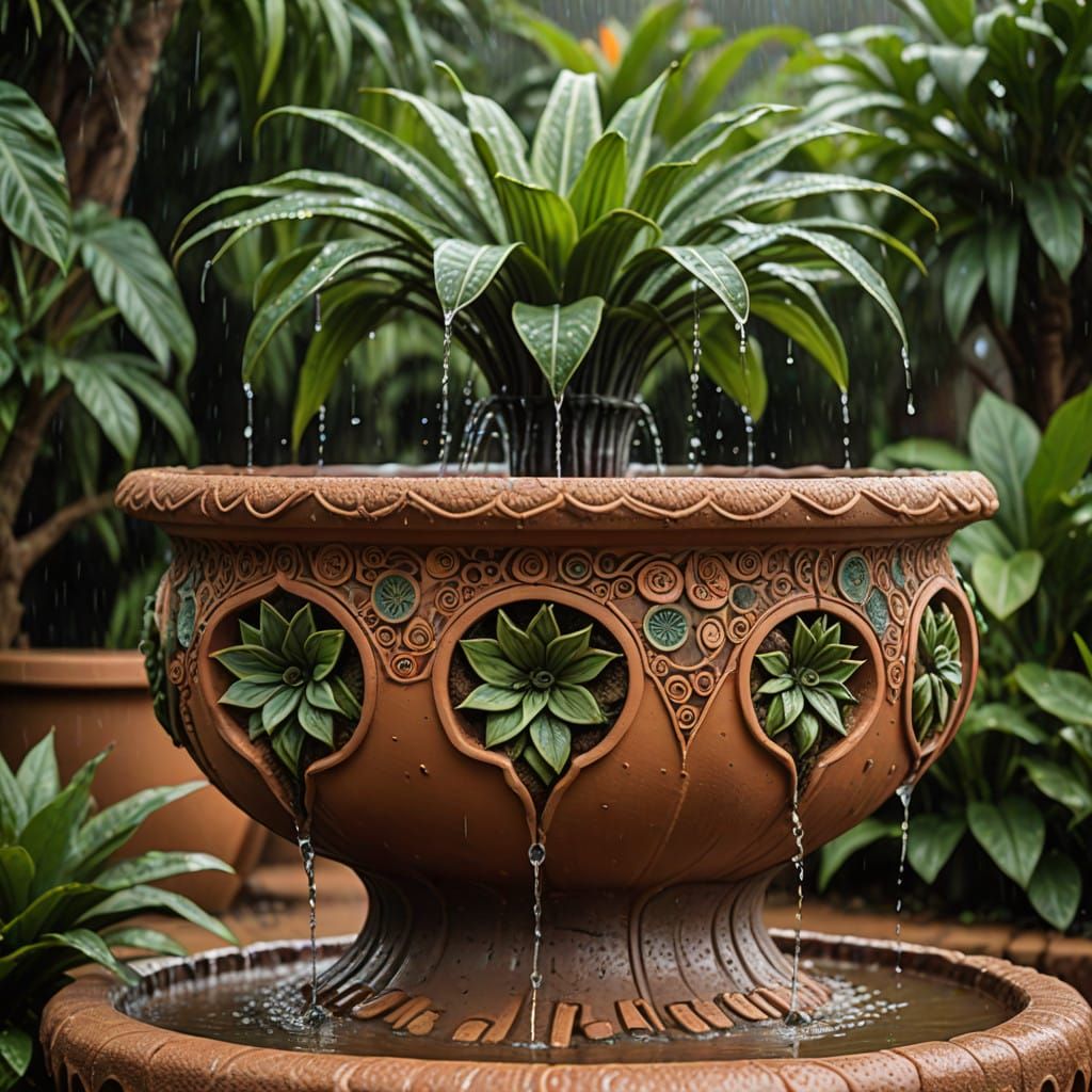 Clay Plant Fountain - Clay Plant Fountain