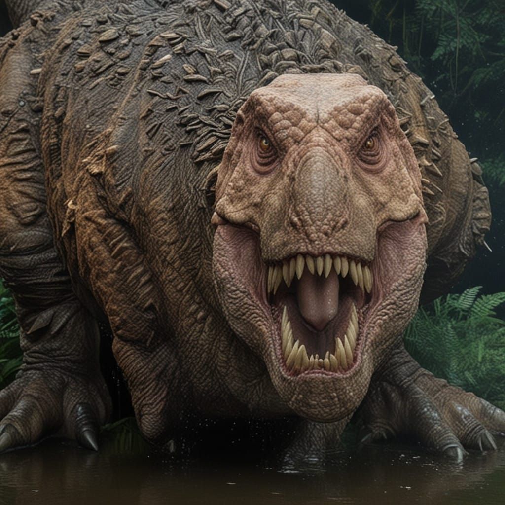 Ominous, Hyper-Realistic T. Rex Lurks Over Serene ... - AI Art