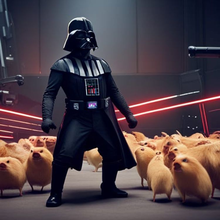 Darth Vader fighting against an Army of Guinea Pigs - AI Generated ...