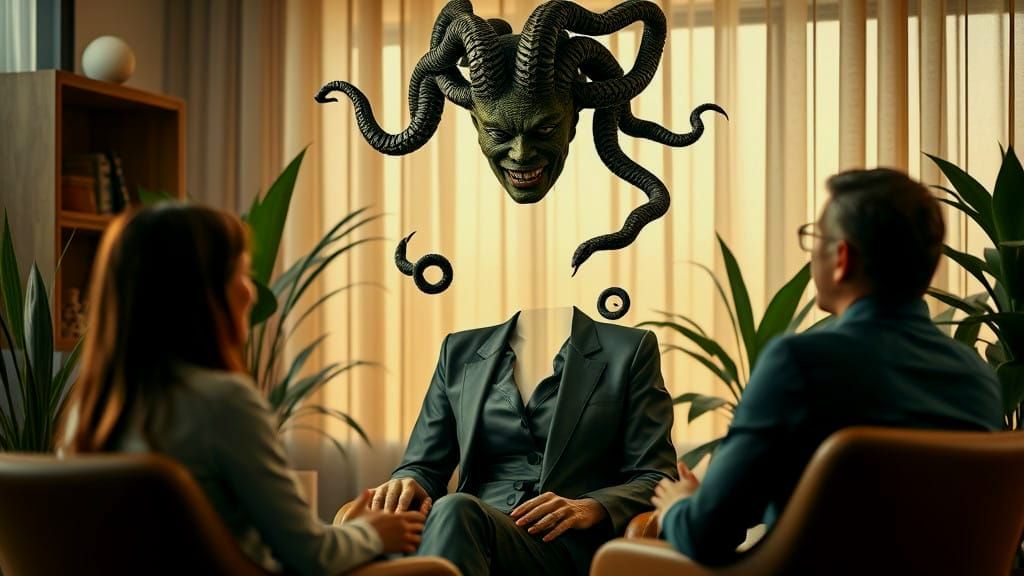 Perseus and Medusa as a Couples Marriage Therapist Counselor Art By ...